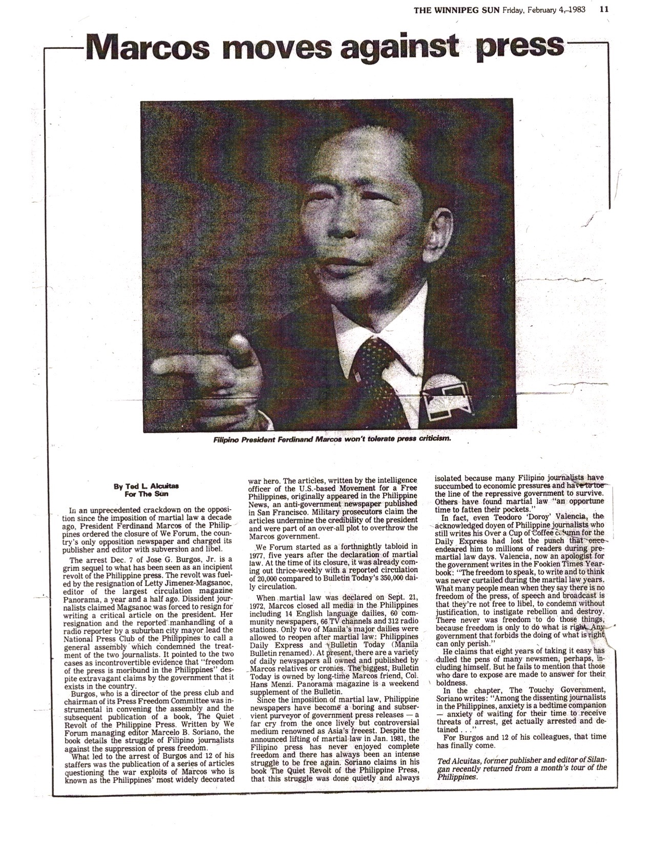 Marcos and the press – Philippine Canadian News.Com Linking the ...